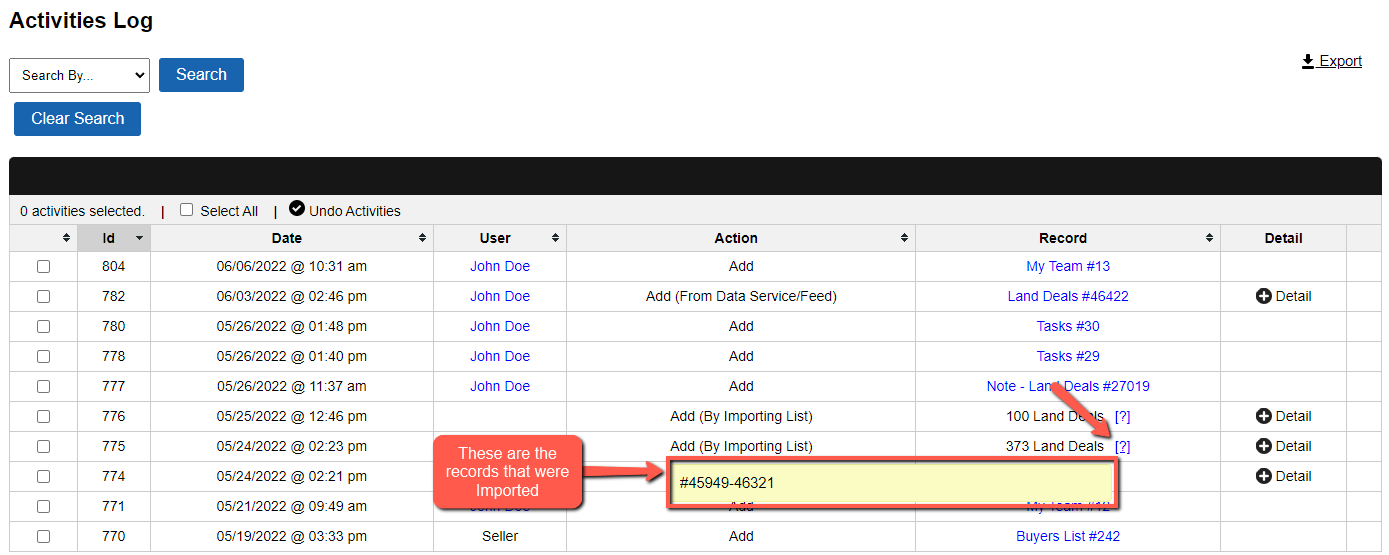 How To View Your Activity Log - The Investment Dominator CRM User Guide